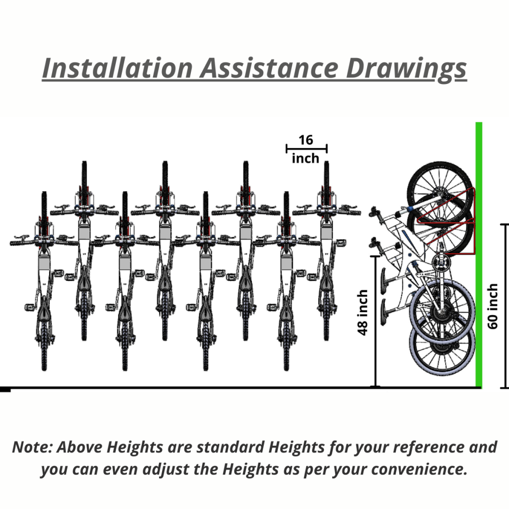 Wall Mount Bike Rack - Pack of 02 - Cycle Stands India